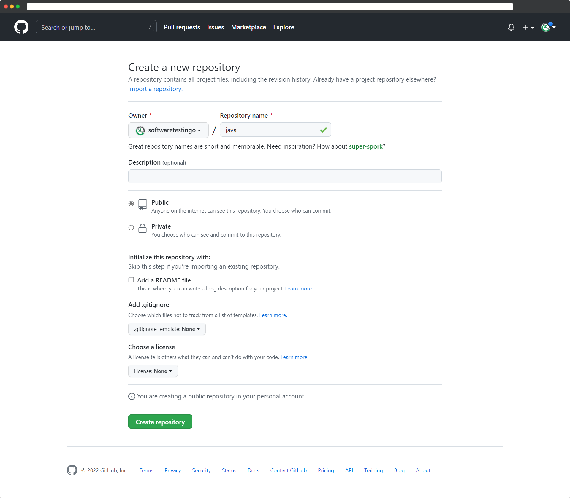 Create Github Repository